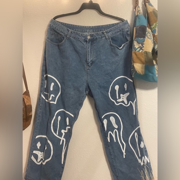 Jeans | Smiley Face Straight Legged Jeans | Poshmark